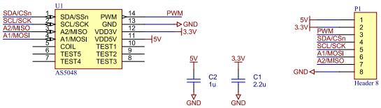 AS5048-EK-AB，基于 AS5048 磁性位置传感器的适配器评估套件, 使用 ams AG 的 AS5048 的参考设计 ———EEWorld参考设计中心